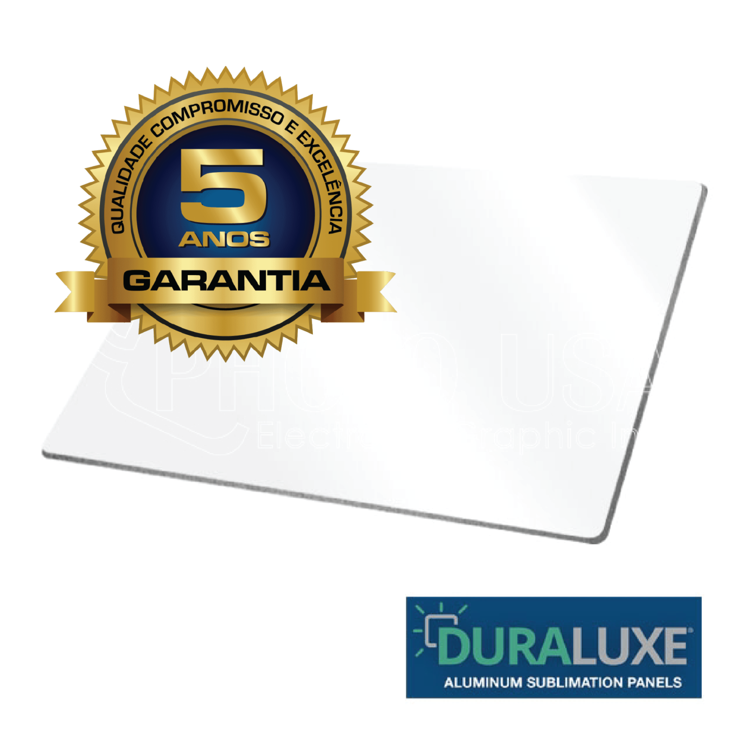 Duraluxe aluminio rectangulo blanco brillante 90mm x 70mm - 3D Parati